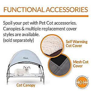 K&H Pet Products Cooling Elevated Dog Bed Outdoor Raised Dog Bed with Washable Breathable Mesh, Dog Cot Bed No-Slip Rubber Feet, Portable Dog Cot Indoor Outdoor Dog Bed, Large Gray/Black Mesh