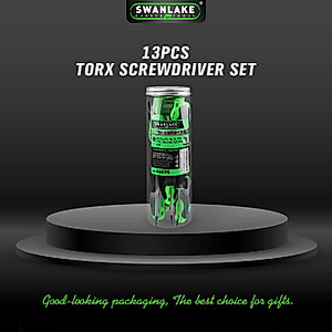 SWANLAKE Magnetic Torx Screwdriver Set - 13 Pieces - T5 to T40 Star Screwdrivers