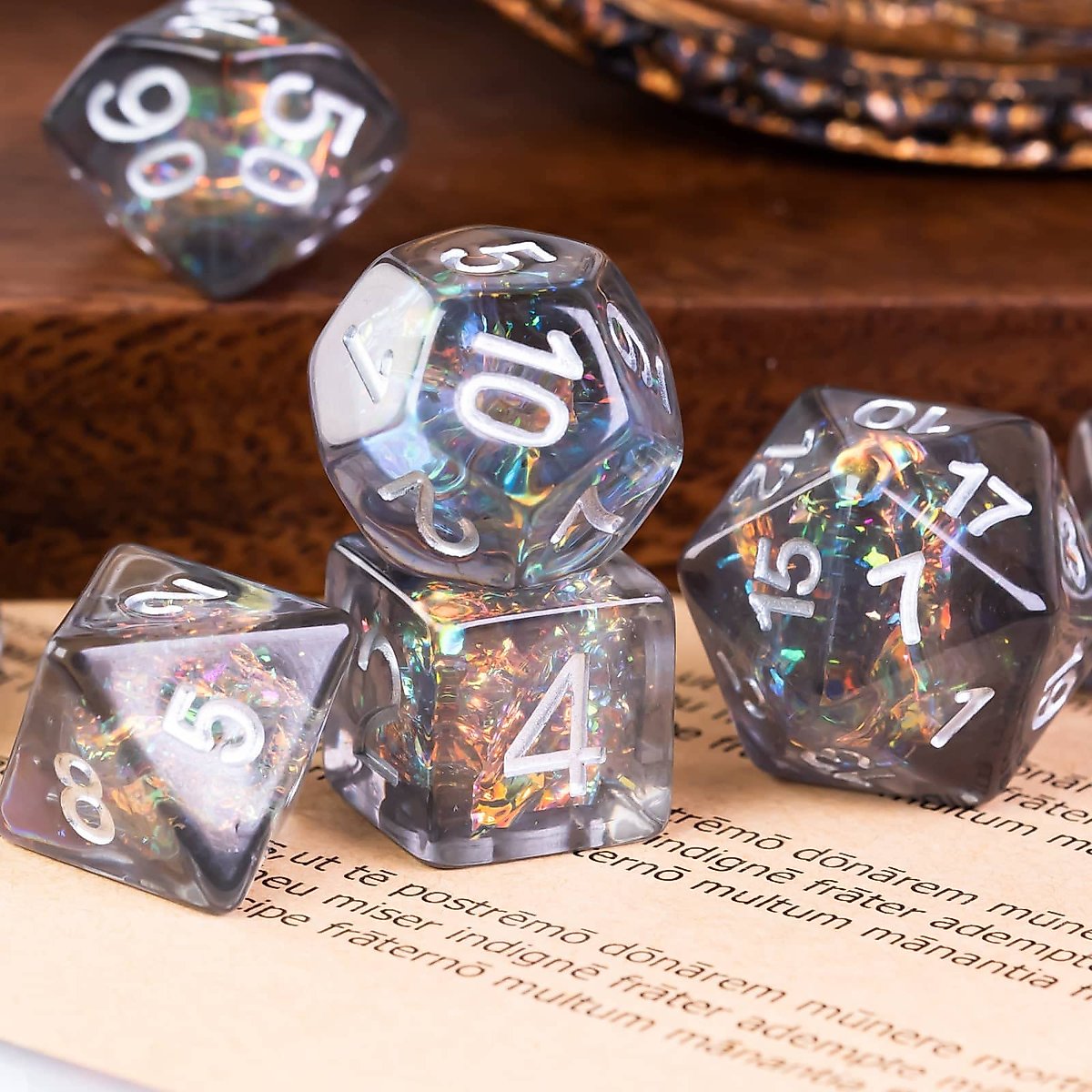 UDIXI 7PCS Polyhedral DND Dice Set, Characters's Weapons Design for Role Playing Dice Games as Dungeons and Dragons RPG MTG Table Games (Bard)