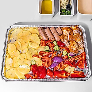 Roponan Disposable Aluminum Foil Grill Topper Pans, Grill Grate Liners, BBQ Grill Accessories for Outdoor Cooking and Camping - Prevents Food from Falling into Grill or Sticking to Grate (15 Pack)