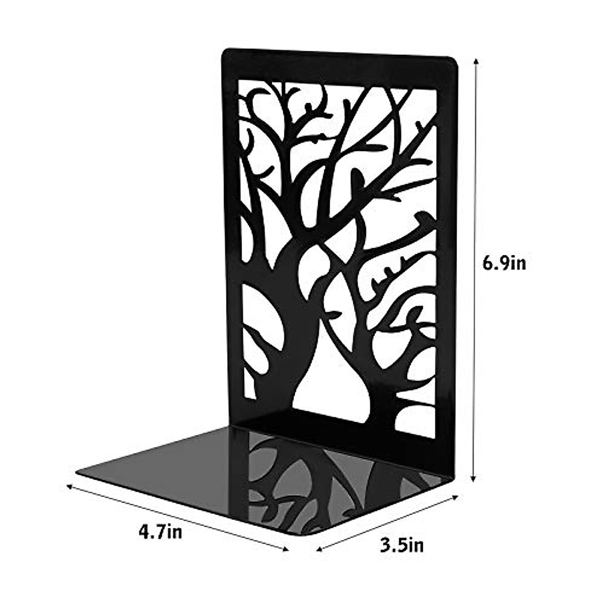 Jekkis Book Ends, Bookends for Shelves, Bookends for Heavy Books, Book Shelf Holder, Decorative Book Ends, Metal Bookends Black 3 Pairs, Non Skid Book Stoppers