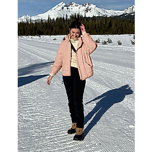 AMEBELLE Women’s Quilted Oversized Puffer Jacket Lightweight Zip Up Winter Warm Coat Outerwear with Pockets(2612-Pink-XL)