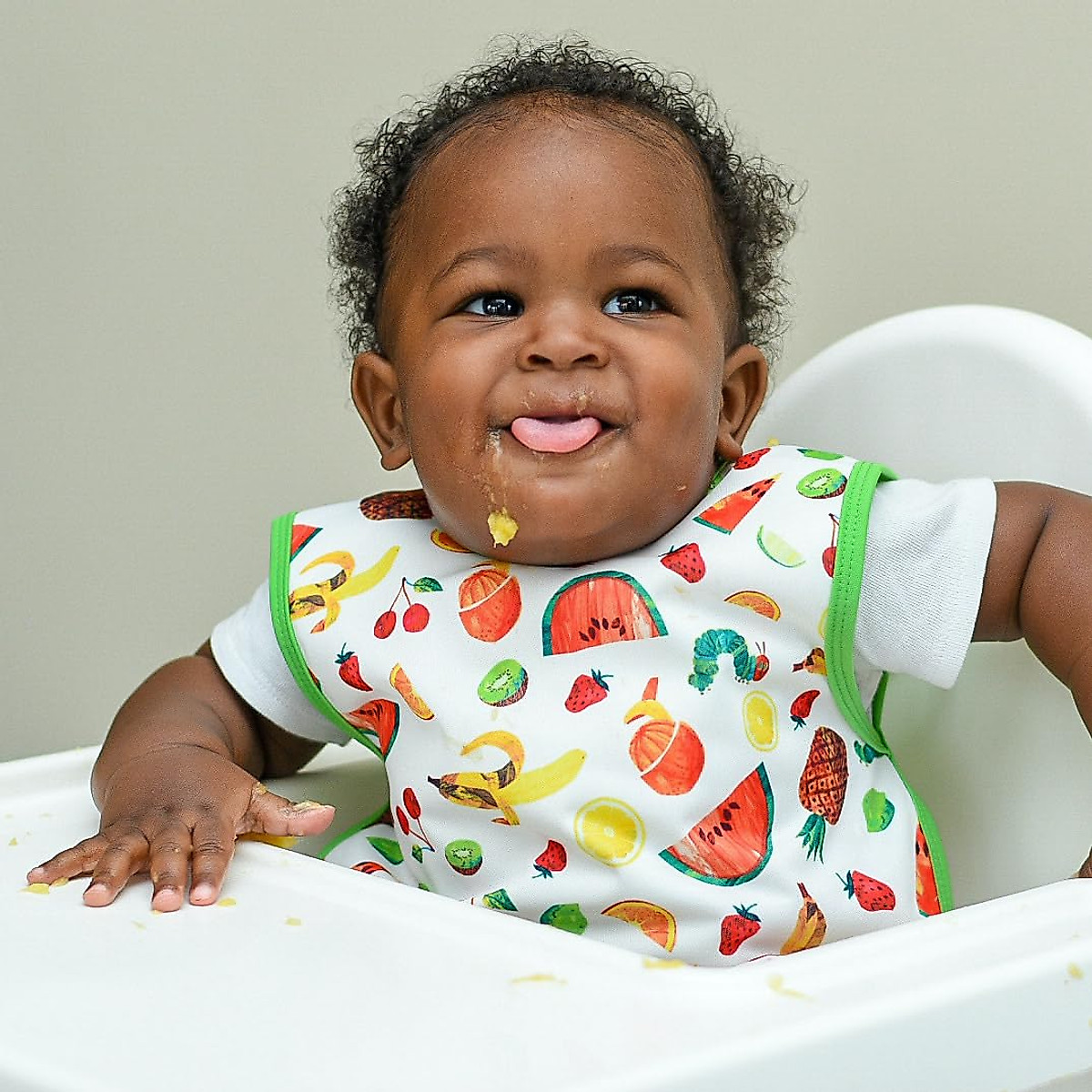 BapronBaby Eric Carle Tropical Fruit Bapron - No Neck Tie Safer Bib for Baby & Toddler - Soft Waterproof Stain Resistant - Machine Washable - Sz Baby/Toddler 6m-3T