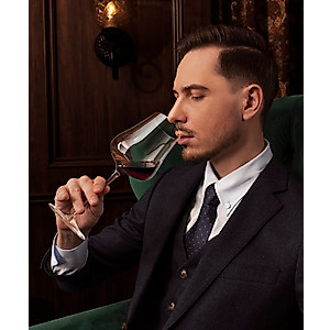 LUNA & MANTHA Red Wine Glasses | Set of 4 | Premium Crystal Wine Glass | Hand-Blown Long Stem Burgundy Wine Glasses | 18Oz | Martini Set Gifts for Wedding, Anniversary, Birthday|Clear