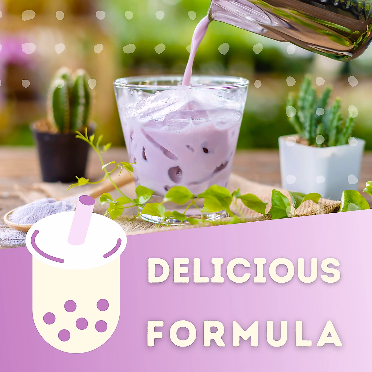 Flavfar Taro Milk Tea 2.2 Lb (1 Count), Powdered Instant Milk Tea Drink Mix, Serve Hot or Cold.- Less Sugar