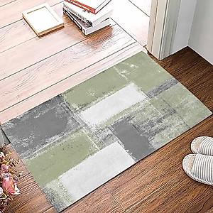Indoor Door Mat,Sage Green Abstract Painting 20 x 32 inch Large Non-Slip Absorbent Dirt Entrance Mat, Washable Low Profile Inside Floor Mat Doormats for Entryway