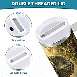 Jihqo Jungle Elephant 40 oz Stainless Steel Vacuum Insulated Tumbler with Handle and Straw Lid, Leakproof Water Bottle Double Wall Travel Mug Coffee Cup, Cupholder Friendly