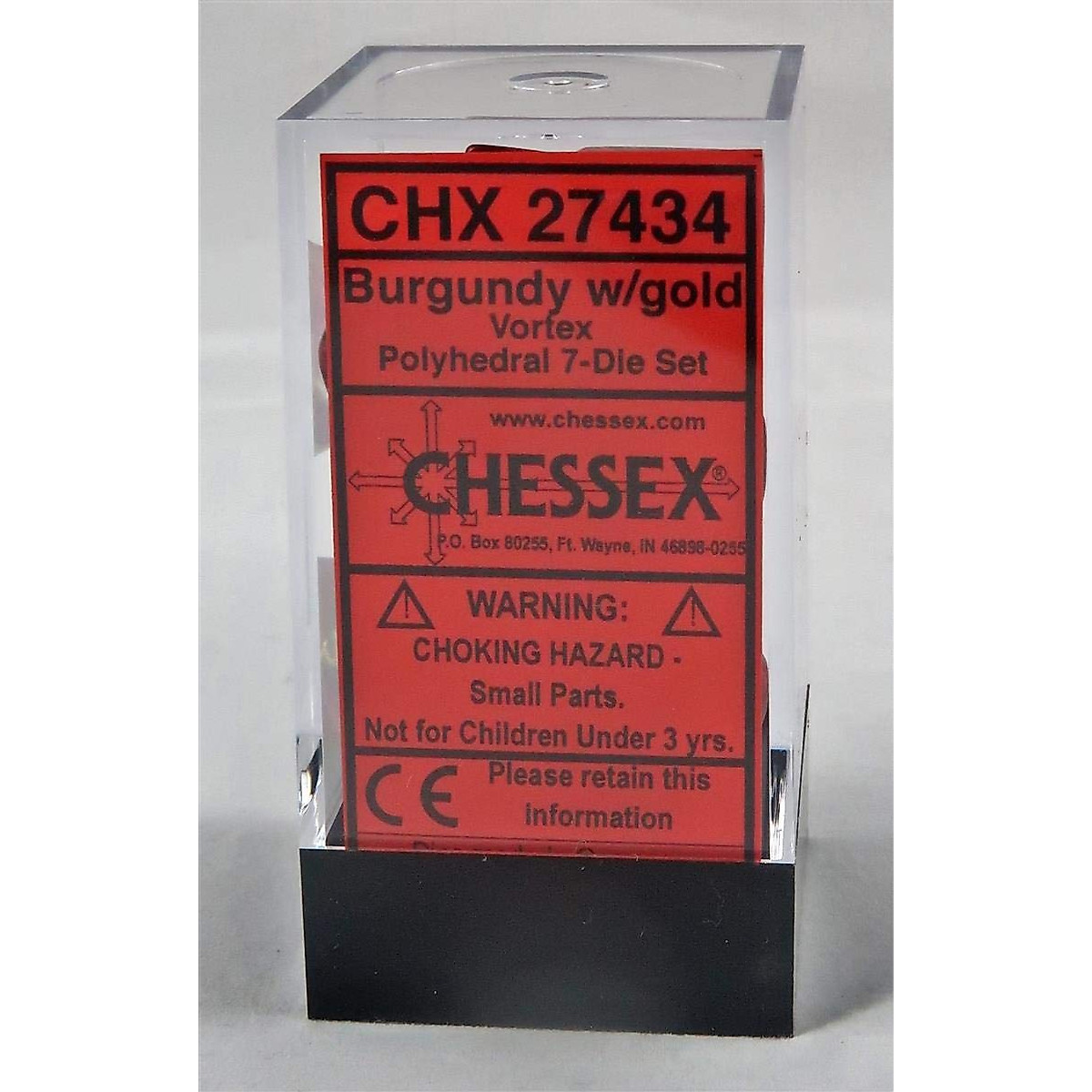 Chessex CHX27434 Dice - Vortex: 7Pc Burgundy/Gold