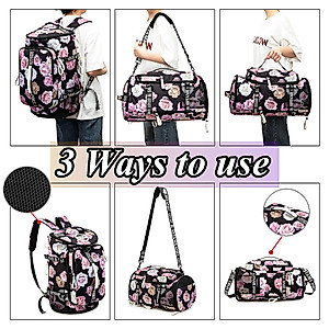 Gym Duffle Bag Backpack with Shoe Compartment,4 ways Travel Backpack for Women and Men,Multi-Functional Weekender Backpack with Waterproof Layer&Laptop Compartment for Fitness, Travel,Camping(Black')