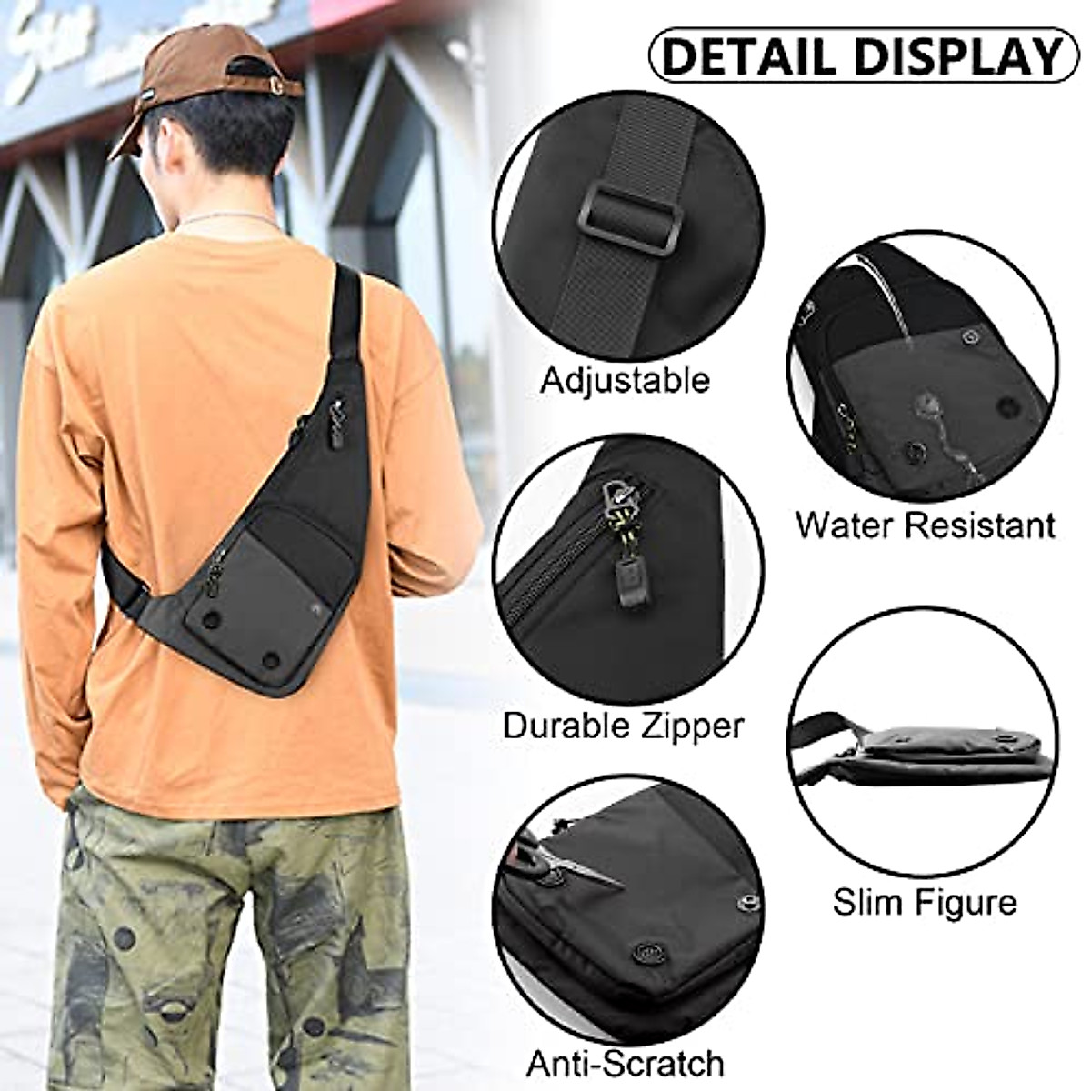 LPPJY Sling Bag Chest Shoulder Backpack Crossbody Bags for Men Women Casual Daypack Travel Outdoors (Grey)