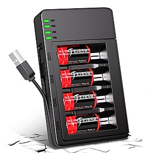 123A 3.7V Lithium Battery for Arlo,4 Pack Rechargeable Batteries and Arlo Charger,800mAh Rechargeable Batteries for Arlo Cameras VMC3030 VMK3200 VMS3330 3430 3530 and Flashlight Microphone