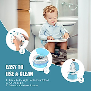 Portable Potty for Toddler Travel Foldable Potty Seat for Toddler Training Toilet for Kids Boys Girls Car Potty On The Go Potty Travel Potty Chair for Camping Park Indoor/Outdoor (Blue)