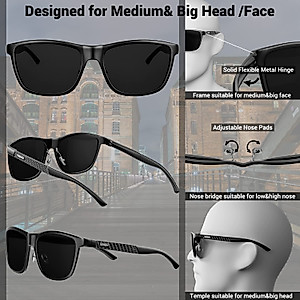 ROCKNIGHT Driving Sunglasses for Men Polarized UV Protection Metal Frame Cool Outdoor Casual UV400 Sunglasses Hiking Travel