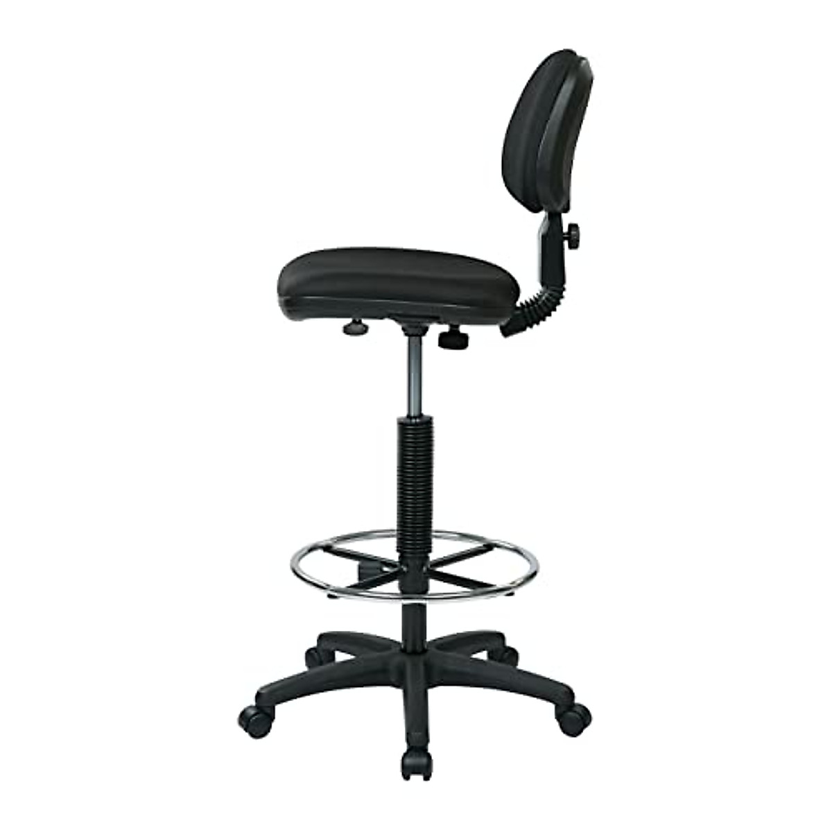 Office Star DC Series Adjustable Drafting Chair with Foot Ring and Sculptured Foam Seat, Icon Black Fabric
