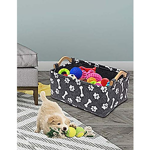 Morezi Felt Dog Storage Box and Puppy Toy Box Dog Clothes Box - Idea for organizing pet Toys, Blankets, leashes and Dry Food Grey