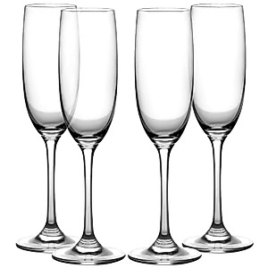 Amlong Crystal Lead-Free Champagne Flutes Glasses, Normal Stem, Set of 4