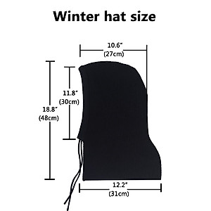 Facecozy Winter Hats for Women, Wool Blend Hooded Scarf Hat for Women Balaclava Knit Skull Cap Beanie Hat Men Neck Gaiters Black