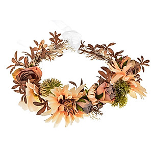 DDazzling Sunflower Flower Crown Eucalyptus Halo Women Girls Headpiece Photo Prop (Coffee)