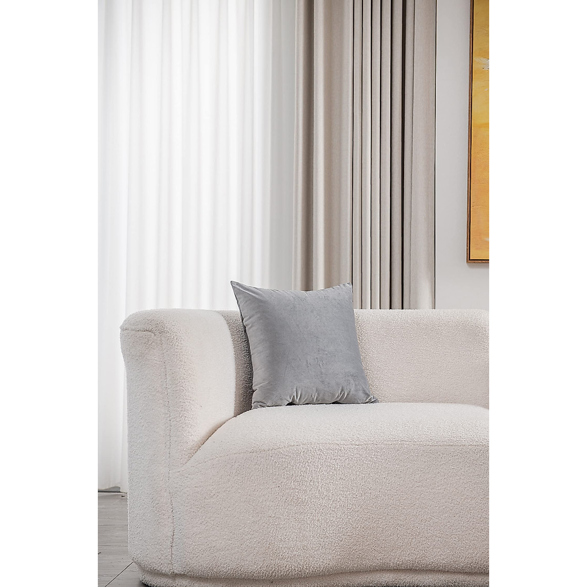 DEZENE Decorative Pillow Cases 20x20 Light-Grey: 2 Pack Cozy Soft Velvet Square Throw Pillow Covers for Farmhouse Home Decor