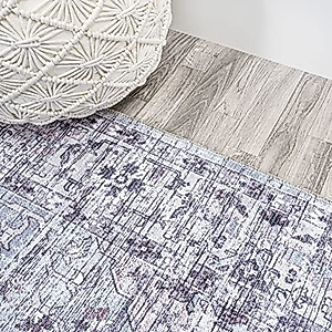 JONATHAN Y WSH102A-3 Didim Boho Gray Medallion Machine Washable Indoor Bohemian Transitional Area Rug,High Traffic,Kitchen,Living Room,Backyard,Non Shedding,3 X 5,Gray/Purple