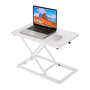 Standing Desk Converter White，Stand up Desk Riser on The Table，Adjustable Height Table top Apply for Laptop and Single Monitor Workstation Office Use.