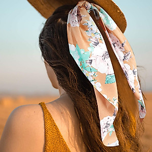 15 Pcs Chiffon Floral Ponytail Holders with Satin Bows and Scrunchies for Women (Color A)