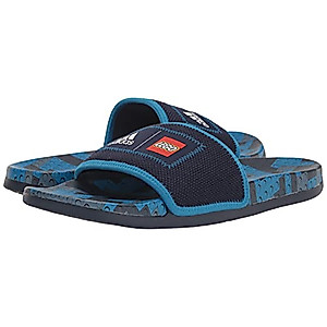adidas Unisex Adilette Comfort Slides Sandal, Dark Blue/Chalk White/Blue Rush, 14 Women/13 Men