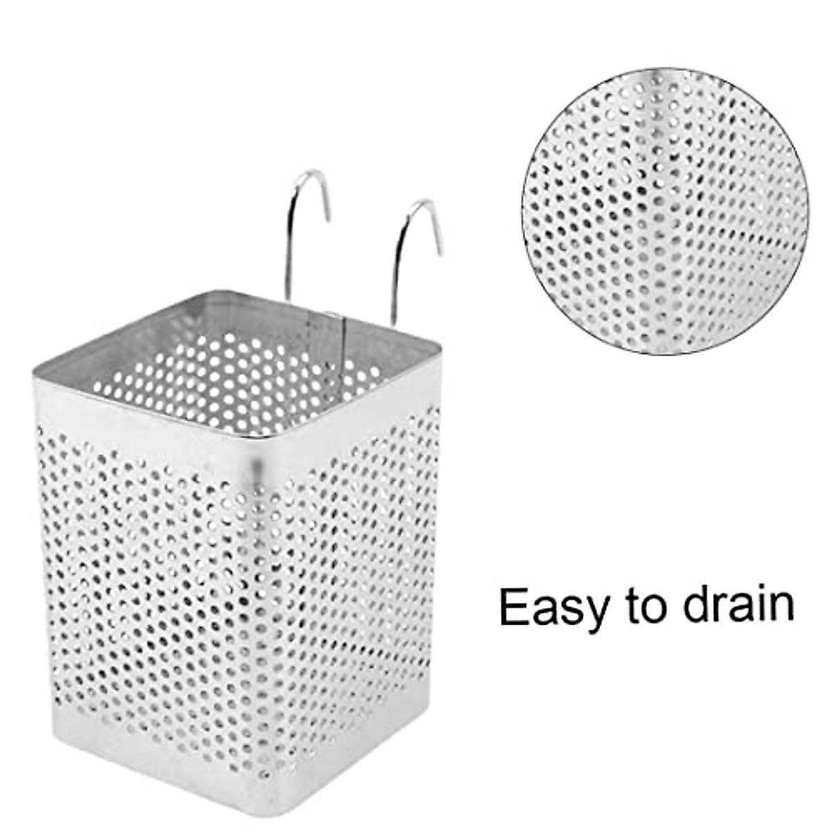 Eioflia Cutlery Draining Basket Stainless Steel Chopstick Sink Holder Spoon Storage Case Drain Chopstick Holder Sink Caddy Holder