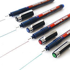 Edding 1800 Profipen Pigment Liner Drawing Pen - 0.1mm - [Set of 4 - Black, Blue, Red, and Green]