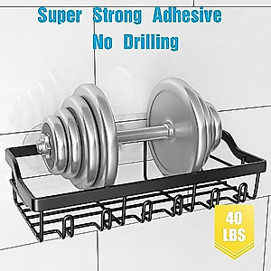 Cvtayn 5 Pack Shower Caddy, Strong Adhesive Shower Organizer No Drilling, Rustproof Bathroom Shower Shelves Large Capacity, Shower Shelf for Inside Shower Kitchen Storage, Black