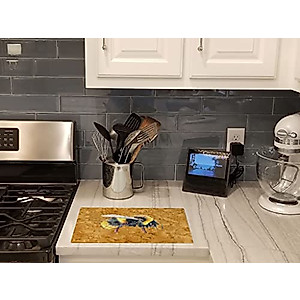 Caroline's Treasures 8850LCB Bee on Gold Glass Cutting Board Large Decorative Tempered Glass Kitchen Cutting and Serving Board Large Size Chopping Board