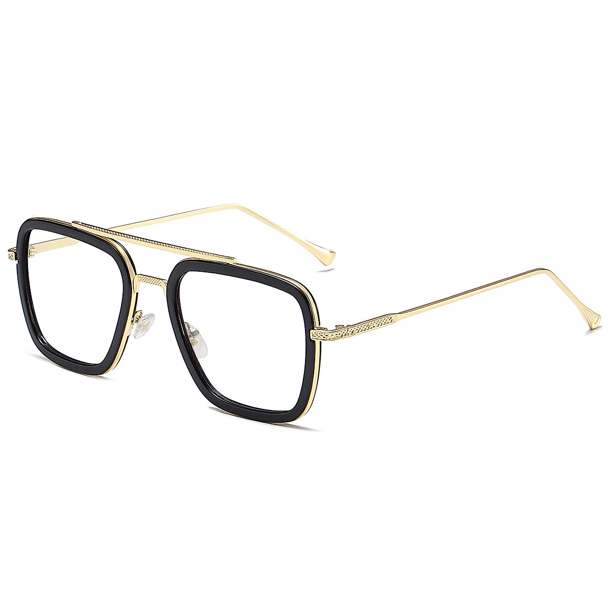 SOJOS Blue Light Blocking Glasses for Men Women Aviator Square Classic Glasses SJ1126 with Gold Frame/Black Rim/Anti-Blue Light Lens