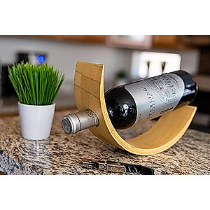 Ohbee Kitchen Wine Bottle Rack - Bamboo Single Bottle Self Balancing Holder Elevate Your Space with The Organic Bamboo Wine Holder