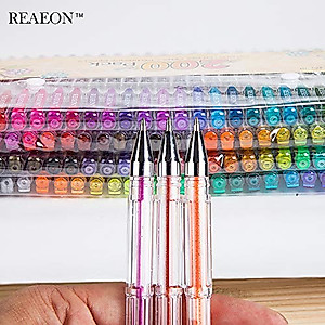 200 Glitter Gel Pen Set, 100 Gel Pens plus 100 Refills Glitter Neon Pen for Coloring Books, Craft Doodling Drawing Bullet Journal Highlighter