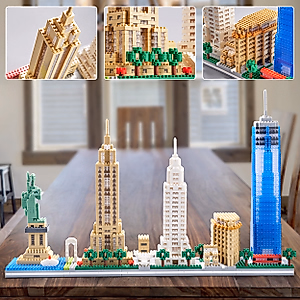 YYkxjk Architecture New York Skyline Micro Mini Blocks Building Set, 3452 Pieces Bricks, Collection Model Kit as Gift for Adults or Kids