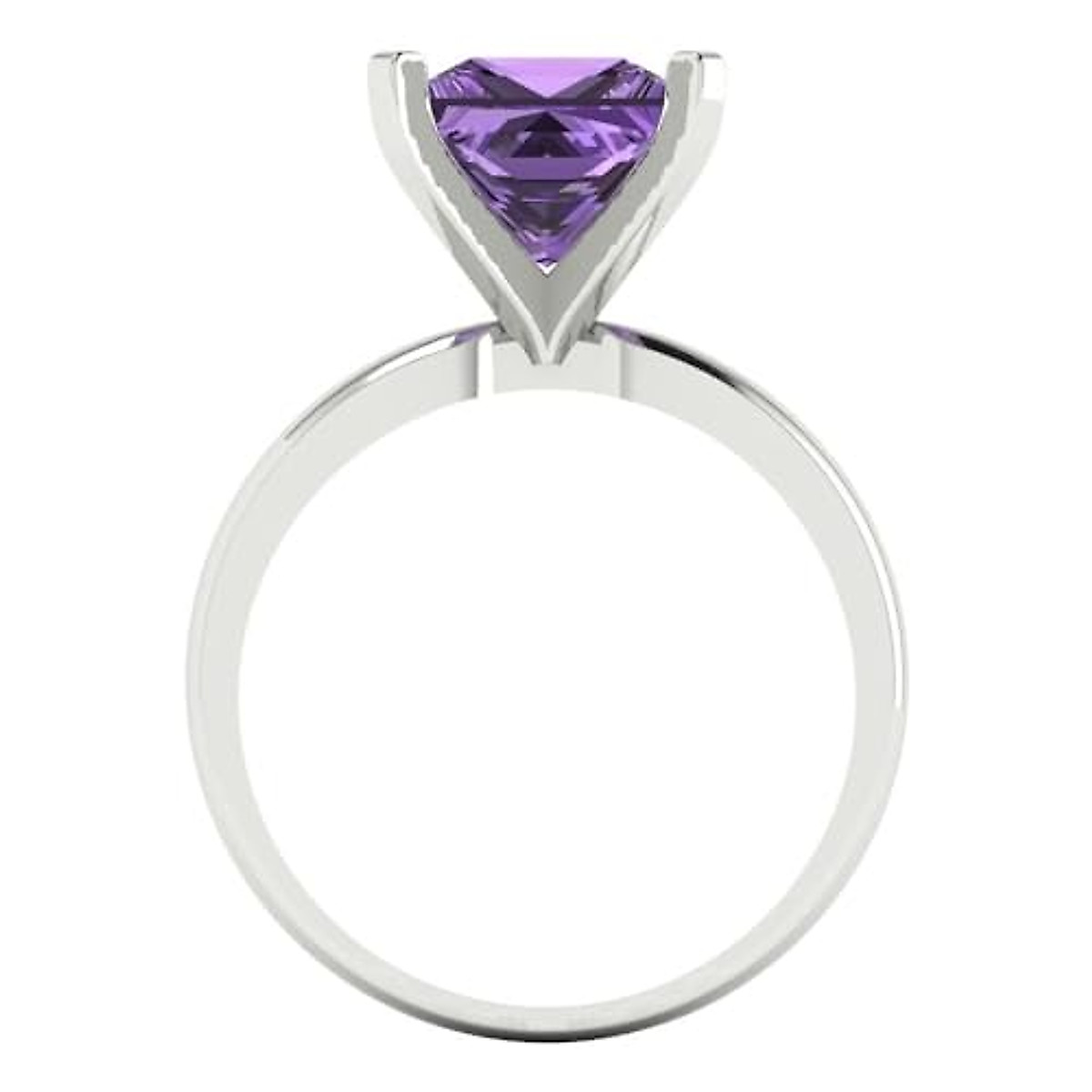 Clara Pucci 3.0 ct Princess Cut Solitaire Simulated Alexandrite Engagement Wedding Bridal Wedding Anniversary Ring 14k White Gold 6.5