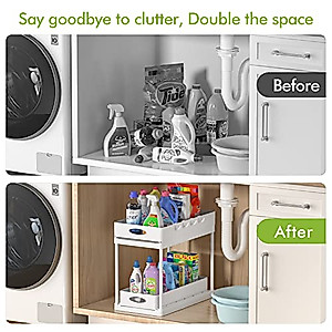 Avaspot Double Sliding Cabinet Organizer Drawer, Under Sink Organizers and Storage 2 Tier Easy Access Slide Out Cabinet Organizer, Bathroom Organizer Under Sink Cabinet Kitchen Organizers and Storage