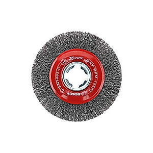 BOSCH WBX418 4-1/2 In. X-LOCK Arbor Tempered Steel Crimped Wire Wheel For Applications in De-burring, Removing Oxides, Flash Removal, Edge Blending