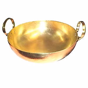 No 16 Wok Brass Pan Home Cooking Food Dessert for Thai Chinese Japanese Korean Diameter 13.5 inches