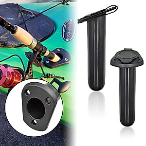 Kayak Flush Mount Fishing Boat Rod Holder with Cap - Plastic Fishing Tackle Accessory Tool for Kayak Boat Canoe Pole