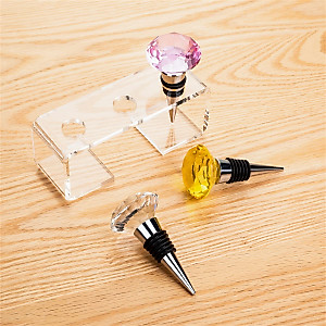 Crystal Wine Stoppers for Wine Bottle - Best Wine Bottle Stoppers 3 Color crystal Wine Stoppers with Rack Best Wine Gift…