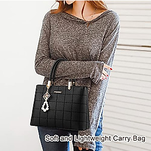 Tote Bags Soft PU Leather Purses and Handbags for Women Handle Bag Shoulder Satchel Bags with Multi-Pocket (Pink)