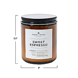 Main + Mesa Amber Lidded Amber Glass Jar Candle, 6.5 oz, Burn time up to 32 Hours