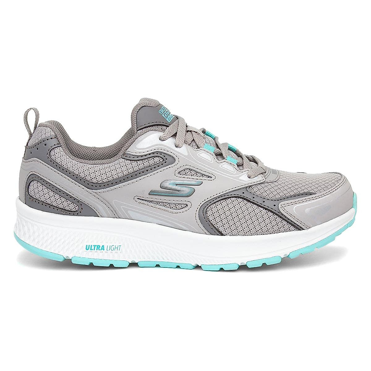 Skechers Women's Go Run Consistent Sneaker, Gray/Turquoise, 8.5 Wide