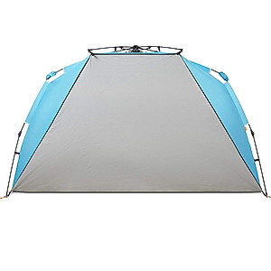 Easthills Outdoors Instant Shader Dark Shelter XL Beach Tent 99" Wide for 4-6 Person Sun Shelter UPF 50+ with Extended Zippered Porch Pacific Blue
