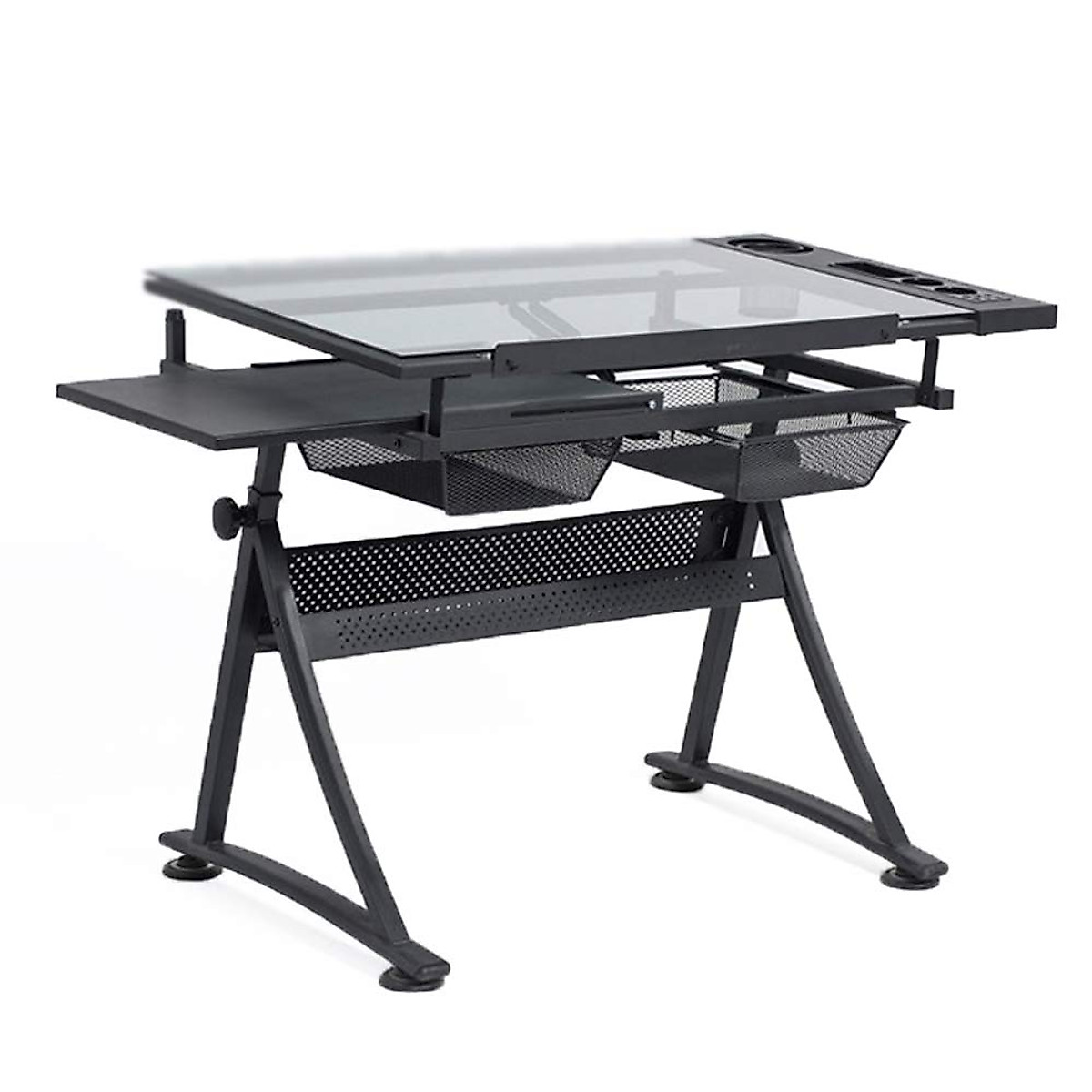 TECHTONGDA Adjustable Drafting Table Tattoo Stencil Glass Desk Artist Desk Tracing Drawing Working Station