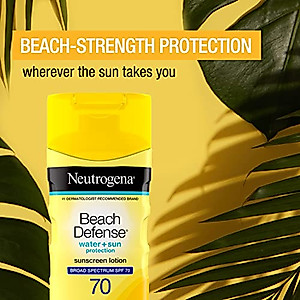 Neutrogena Beach Defense Water Resistant Sunscreen Lotion with Broad Spectrum SPF 70, Oil-Free and PABA-Free Fast-Absorbing Sunscreen Lotion, UVA/UVB Sun Protection, SPF 70, 6.7 oz