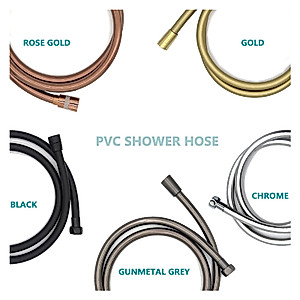 GeRRiT shower pipe, Plumbing PVC Flexible Water Hose Shower Toilet Bidet Shattaff Sprayer Silver/Black/Gold/Rose Gold Metal Grey 1.5m kindly(Color:D) (Color : D)