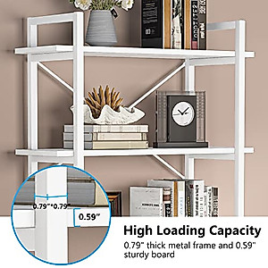 Tribesigns 5 Tier White Bookshelf, Modern Etagere Bookcase with Metal Frame, Tall Book Shelf Unit for Living Room, Study, Home Office (1, White)