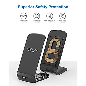 NANAMI Wireless Charger [2 Pack] - 10W Qi-Certified Fast Wireless Charging Stand for Apple iPhone 14/14 Pro/13/12/11/X/XR/8, Cordless Phone Charger Dock for Samsung Galaxy S23/S22/S21/Note 20, Pixel 6